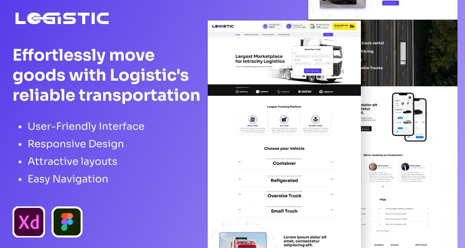 Truck Transportation Web UI Kit