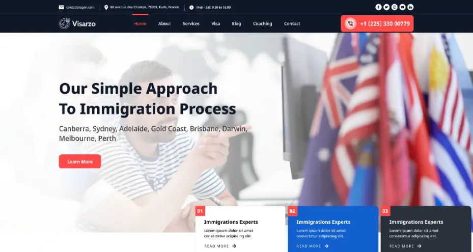 Immigration & Visa Consulting Web UI Kit