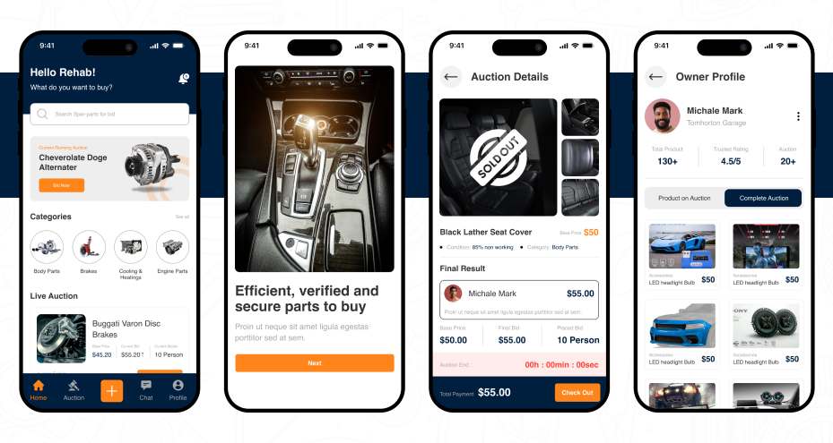 Online Car Spare Parts Bidding and Selling App