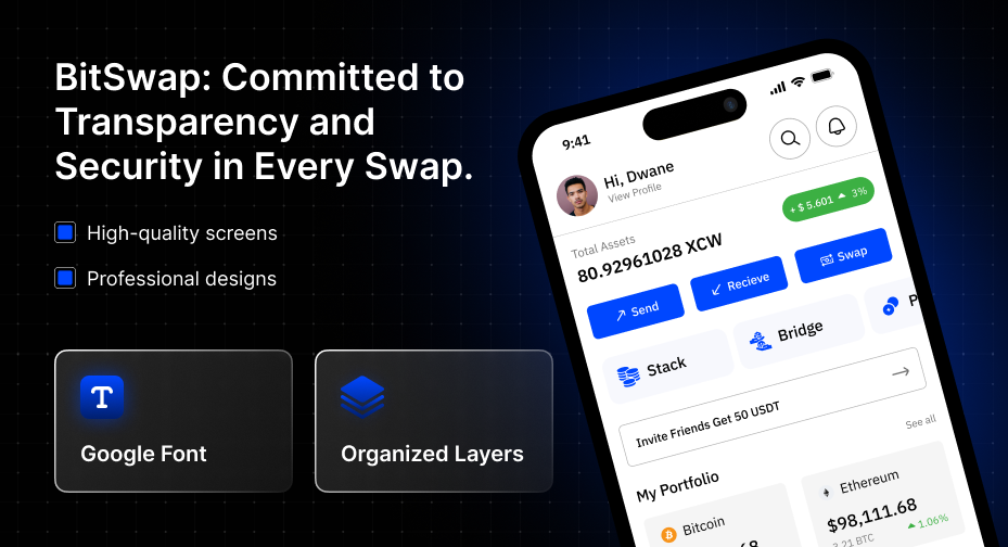Bitcoin Swapping and Exchange App UI Kit