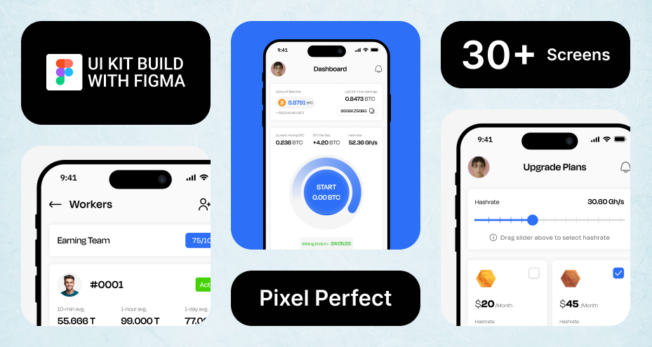 Best BTC Mining Mobile App UI Kit