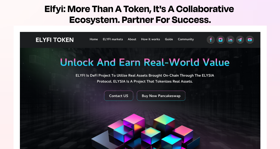 The Elyfi Token Tailwind CSS and Bootstrap Website Template
