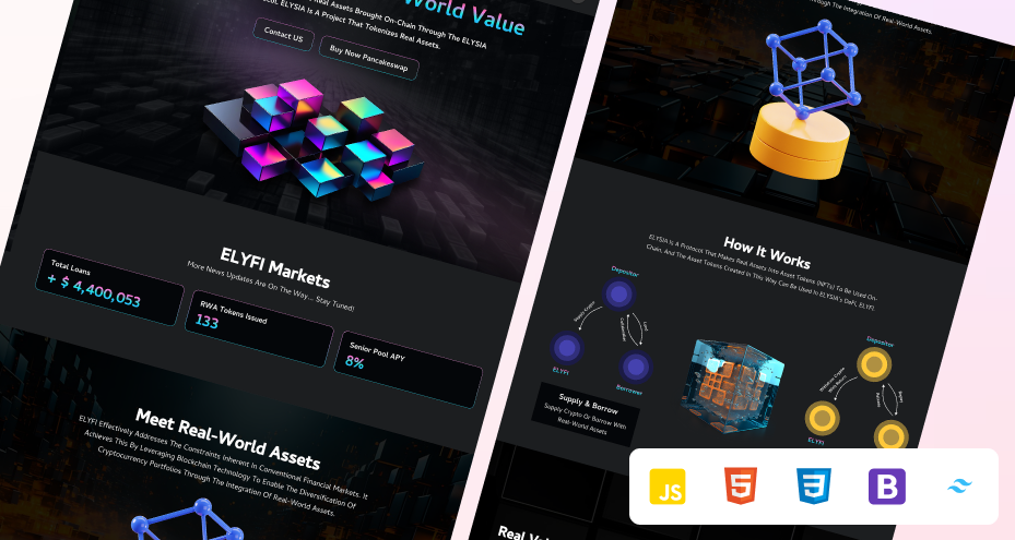The Elyfi Token Tailwind CSS and Bootstrap Website Template