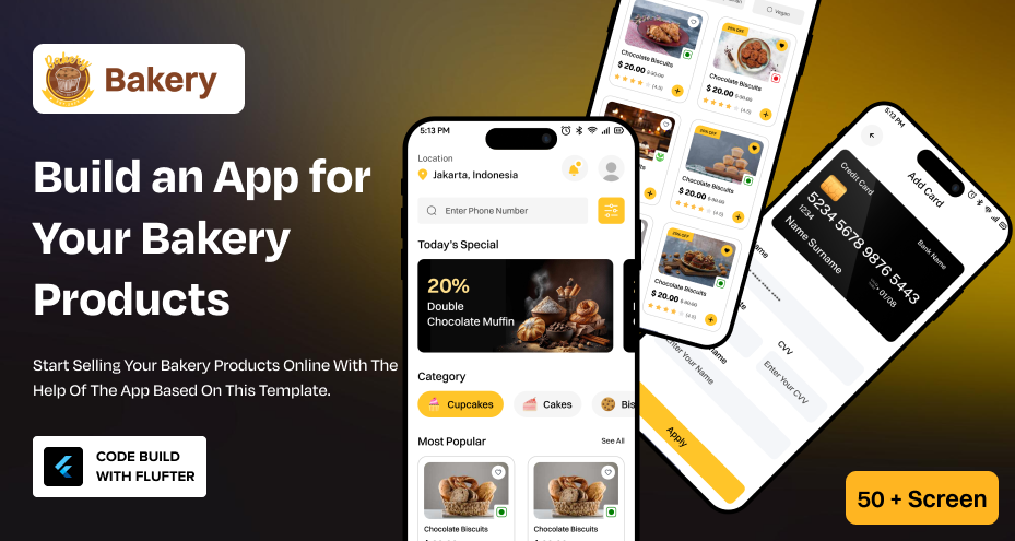 Online Bakery Shop App with Flutter design
