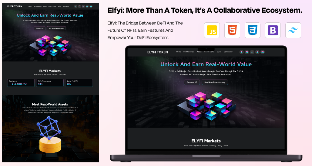 The Elyfi Token Tailwind CSS and Bootstrap Website Template