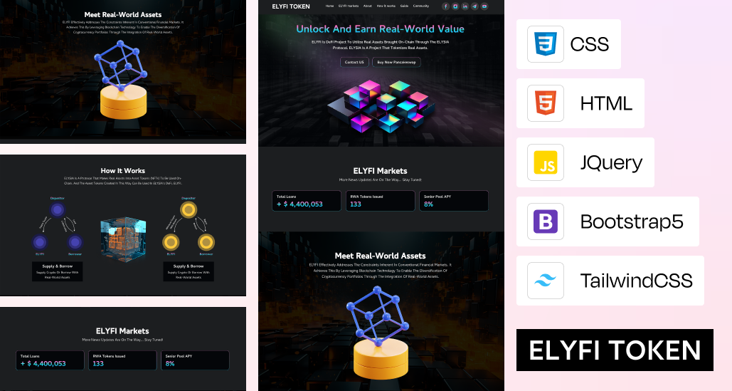 The Elyfi Token Tailwind CSS and Bootstrap Website Template